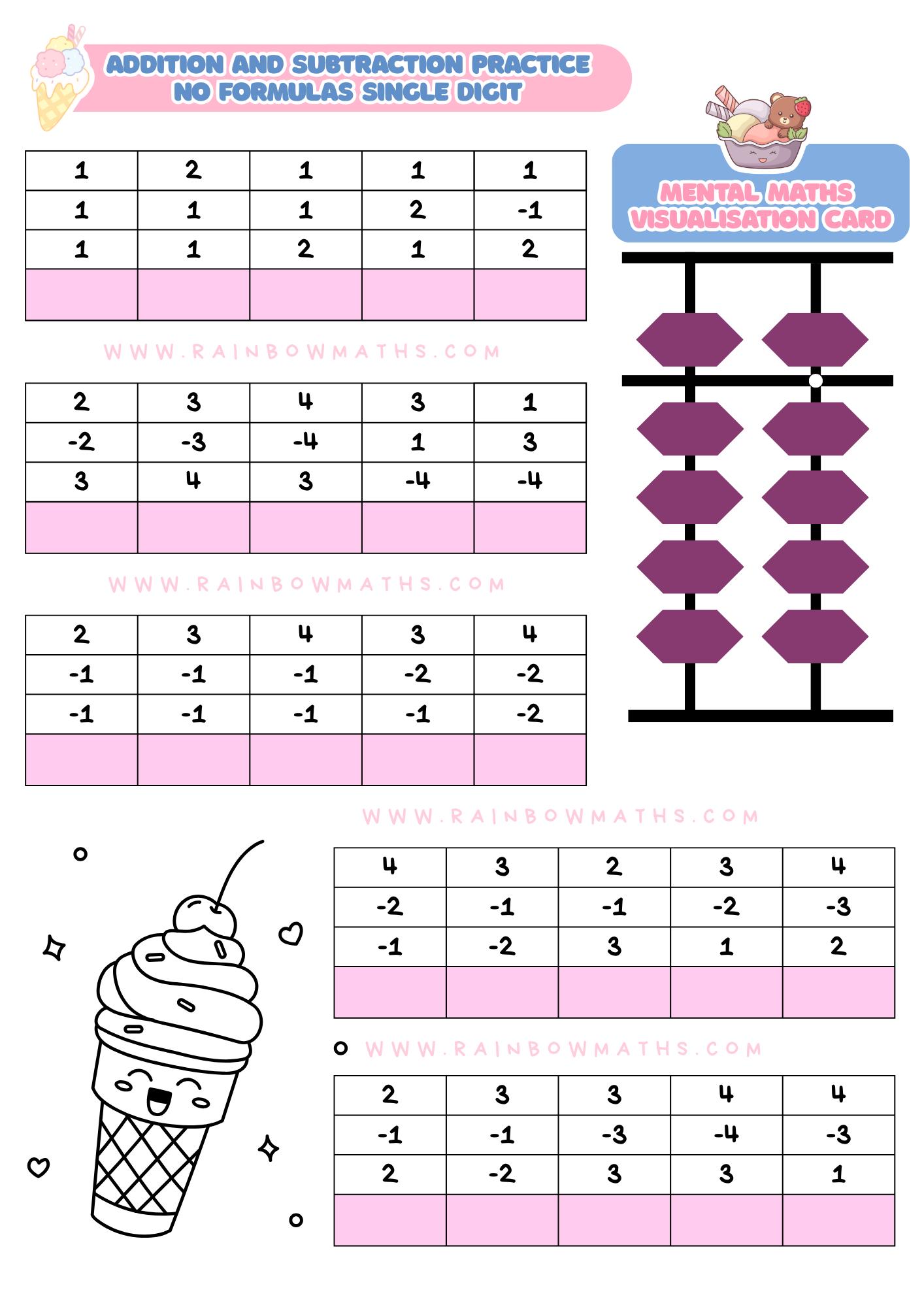 Abacus Beginner Level Worksheets Number 1-10 + Mental Maths ...