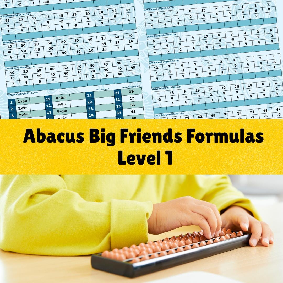 Abacus Big Friends Easy Level Formulas Soroban Mental Maths Level 1 ...