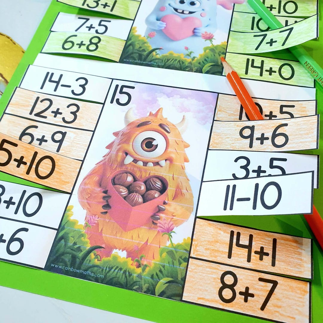 Monsters & Maths Valentine Worksheets | Find the Numbers to Make 6–25 ...