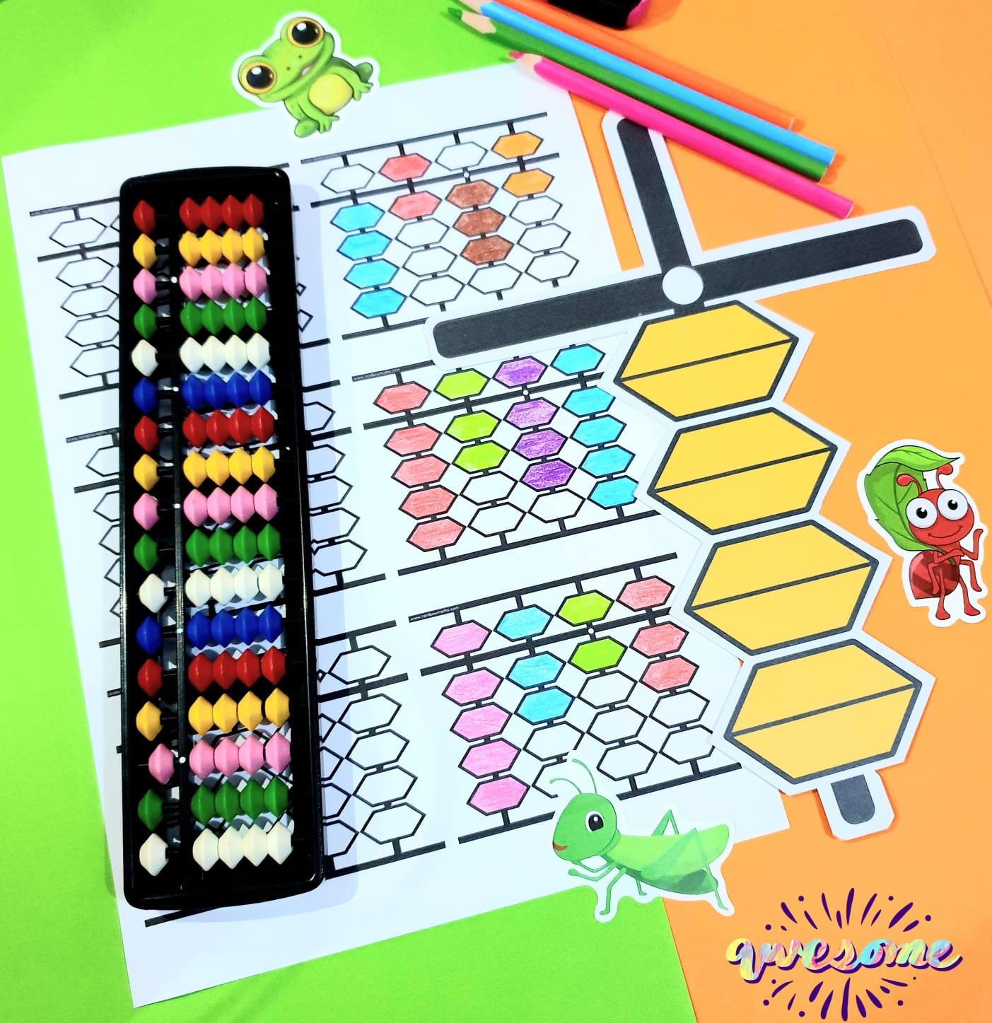 Soroban Abacus Template for Colouring – 10 A4 Pages | Kids Arithmetic ...