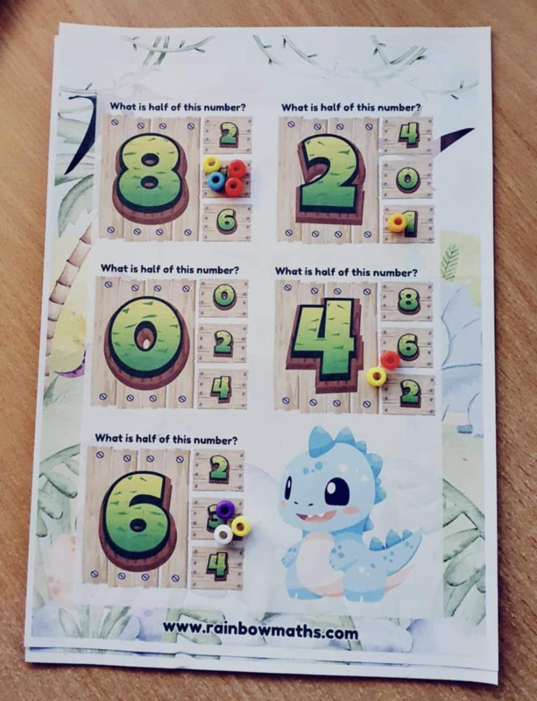 Simple Division Toddlers Dino Theme Kindergarten Maths Play and Count ...