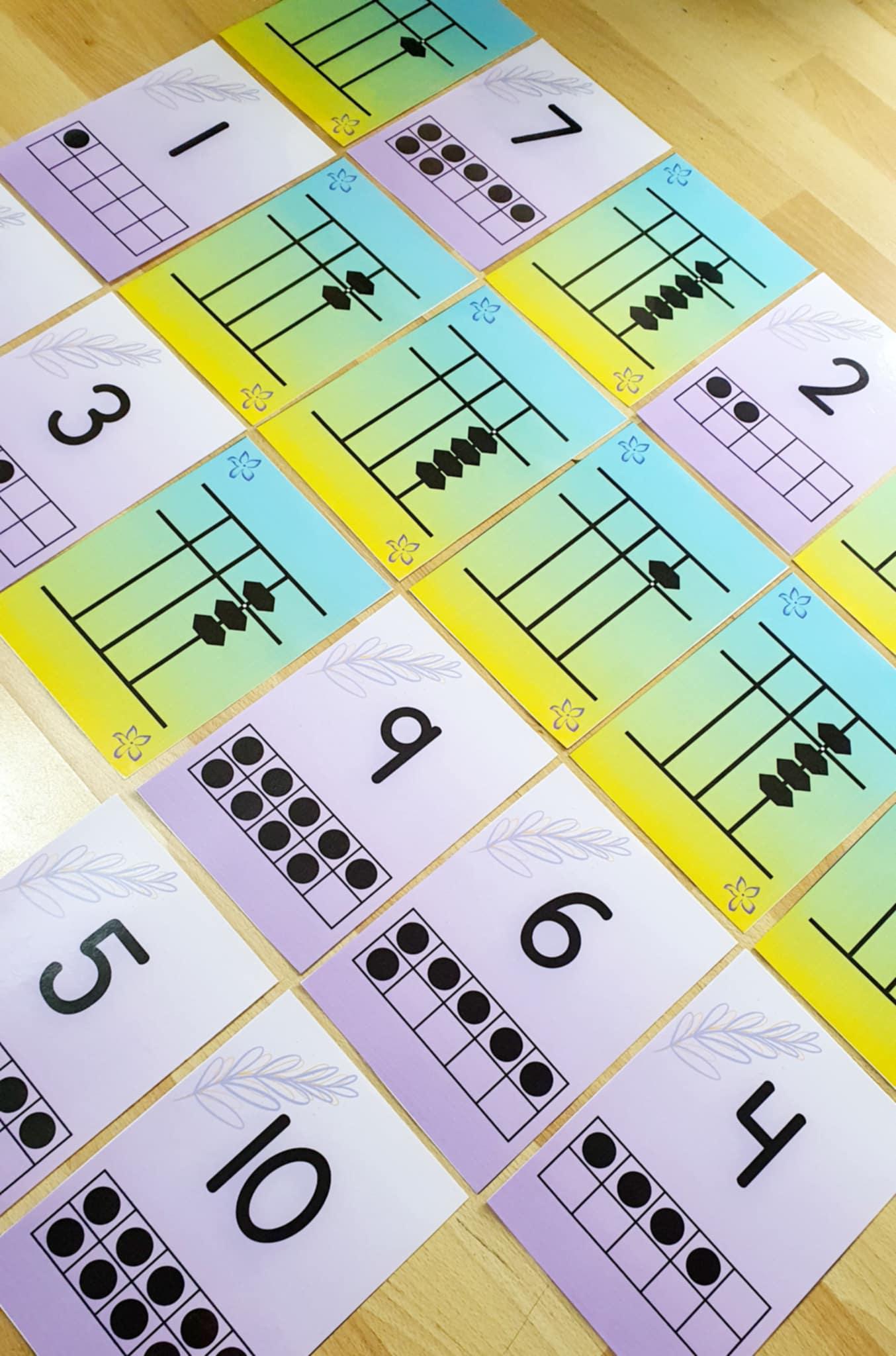 Abacus Flashcard 1-10 Soroban + 10 Frame Vibrant Colours A5 Size Easy ...