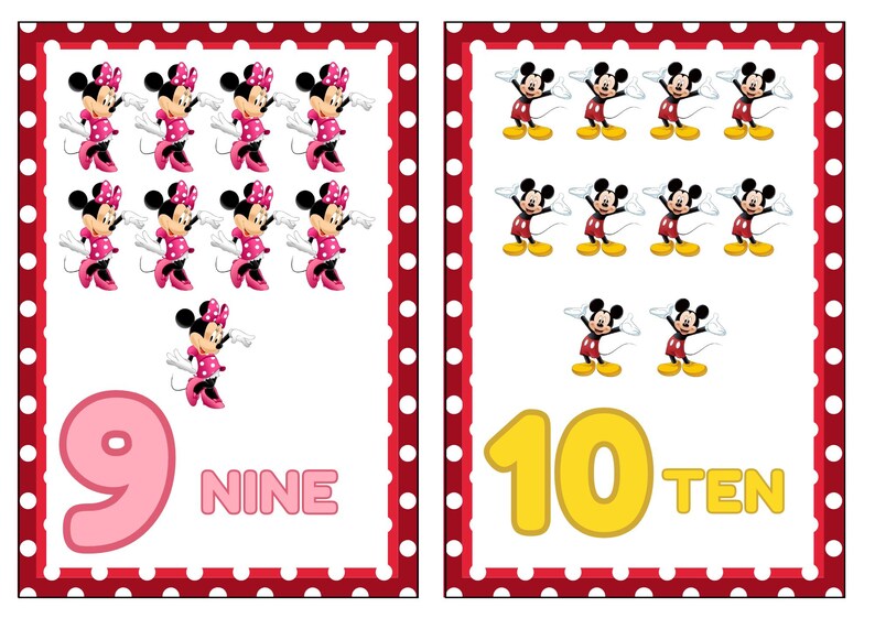 Mickey Mouse and Friends _counting 1-10 Flashcards for Kids _3 Addition ...
