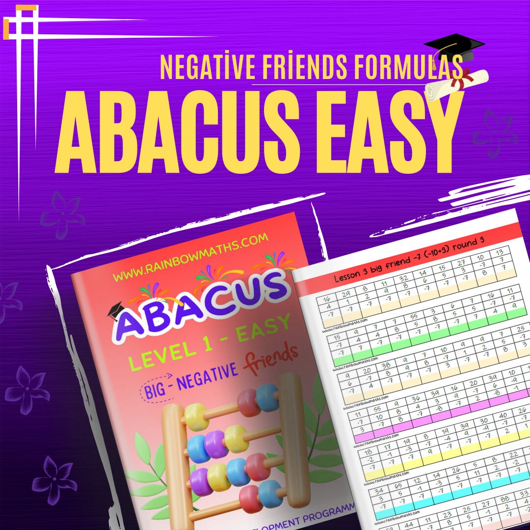 Abacus Soroban Level 1 Negative Friends Formulas Mental Maths - Etsy
