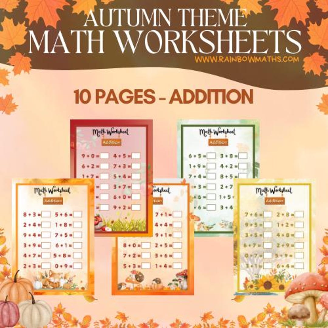 Autumn-themed Addition Worksheets | Fun Math Practice 0-10 | Fall ...