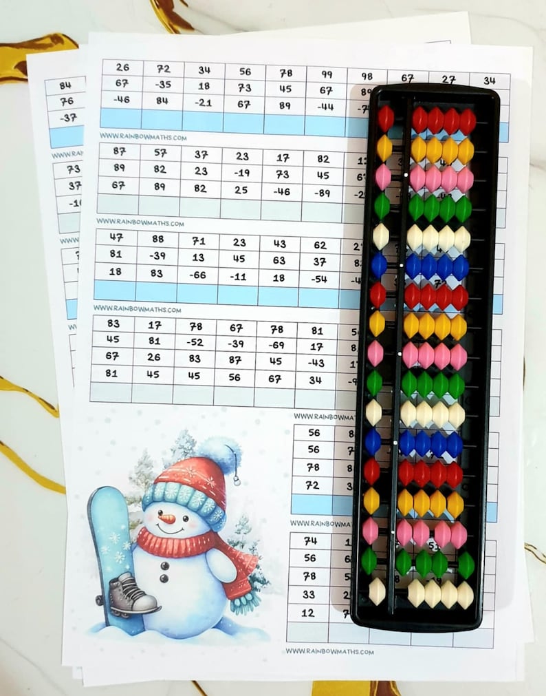 Abacus 2-digit Addition and Subtraction Practice, Soroban Mental Maths ...