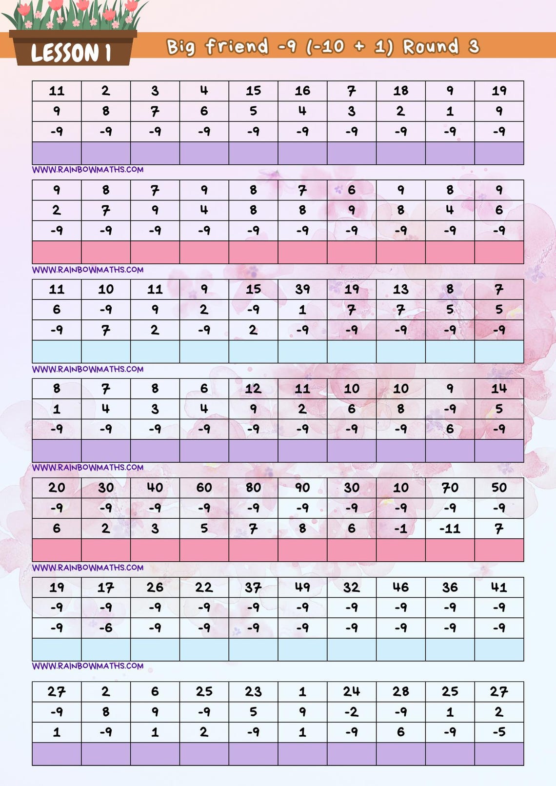 Abacus Soroban Arithmetic Worksheets Big Friends Negative (small/big ...