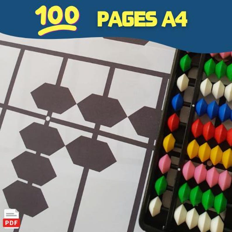 100 Flash Cards Abacus Soroban A4 Font Landscape Units-tens-hundreds ...
