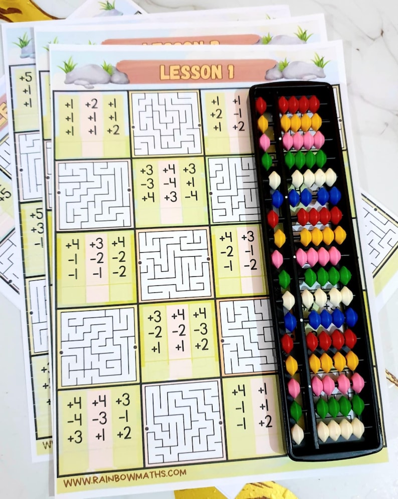 Abacus and Maze Worksheets Numbers 0-10, Soroban for Beginners Juniors ...