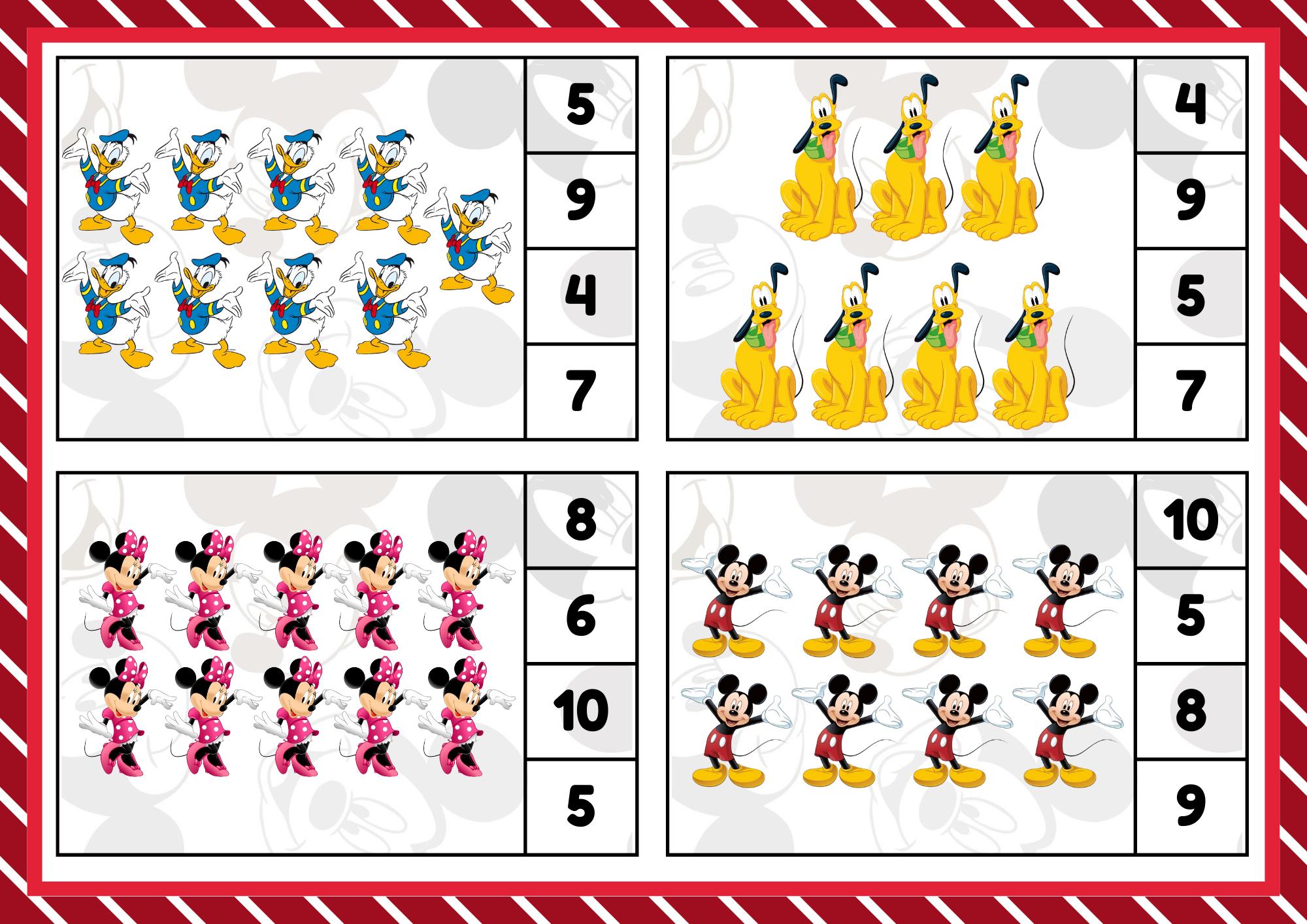 Mickey Mouse and Friends _counting 1-10 Flashcards for Kids _3 Addition ...