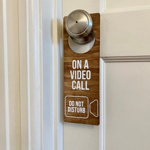 Zoom Meeting Door Sign | Wooden Door Hanger | Do Not Disturb Sign ...
