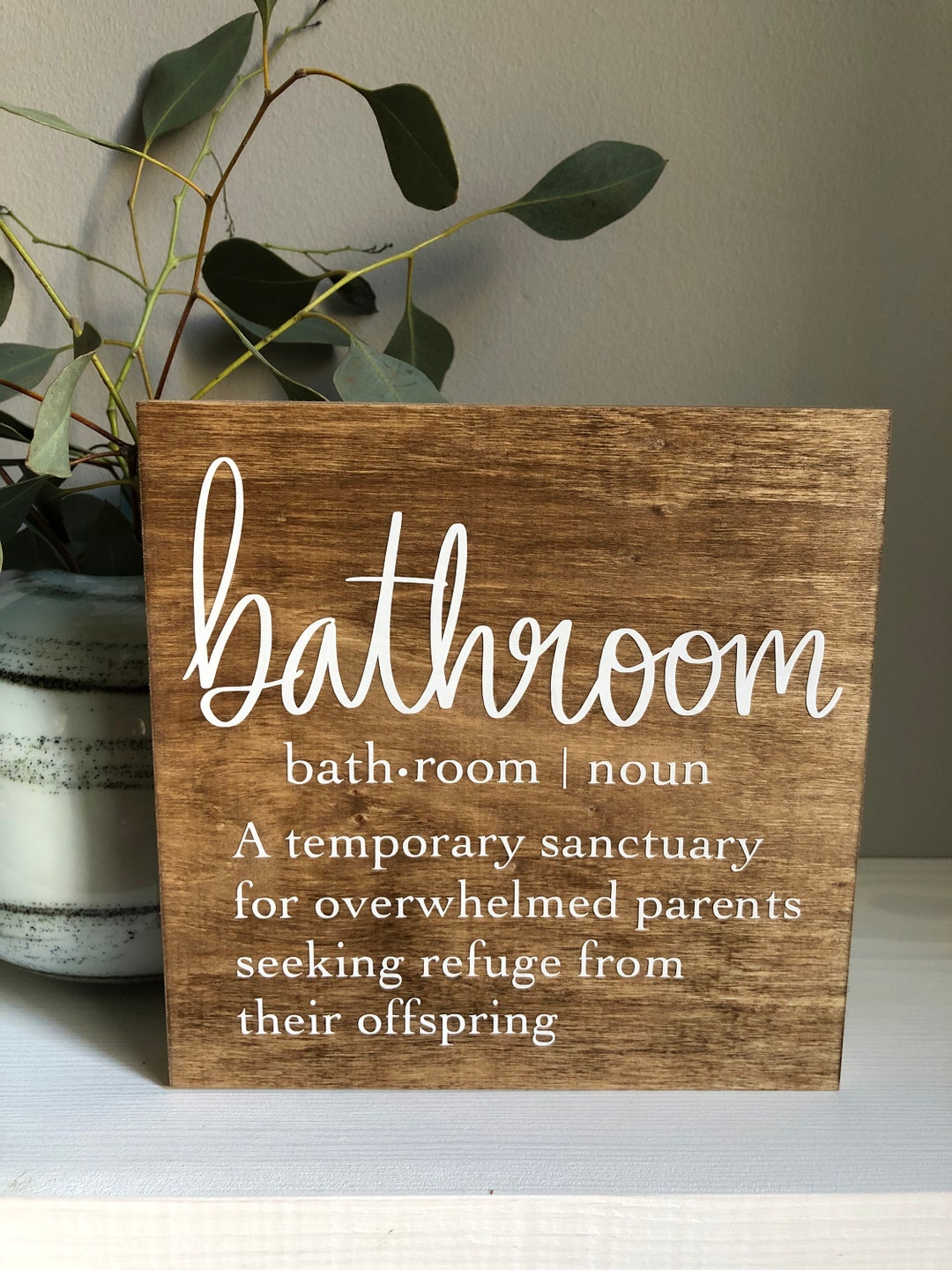 Bathroom Definition Sign, Farmhouse Sign, Rustic Sign, Wood Sign, Wall ...