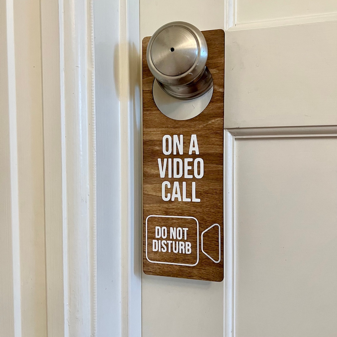Zoom Meeting Door Sign | Wooden Door Hanger | Do Not Disturb Sign ...
