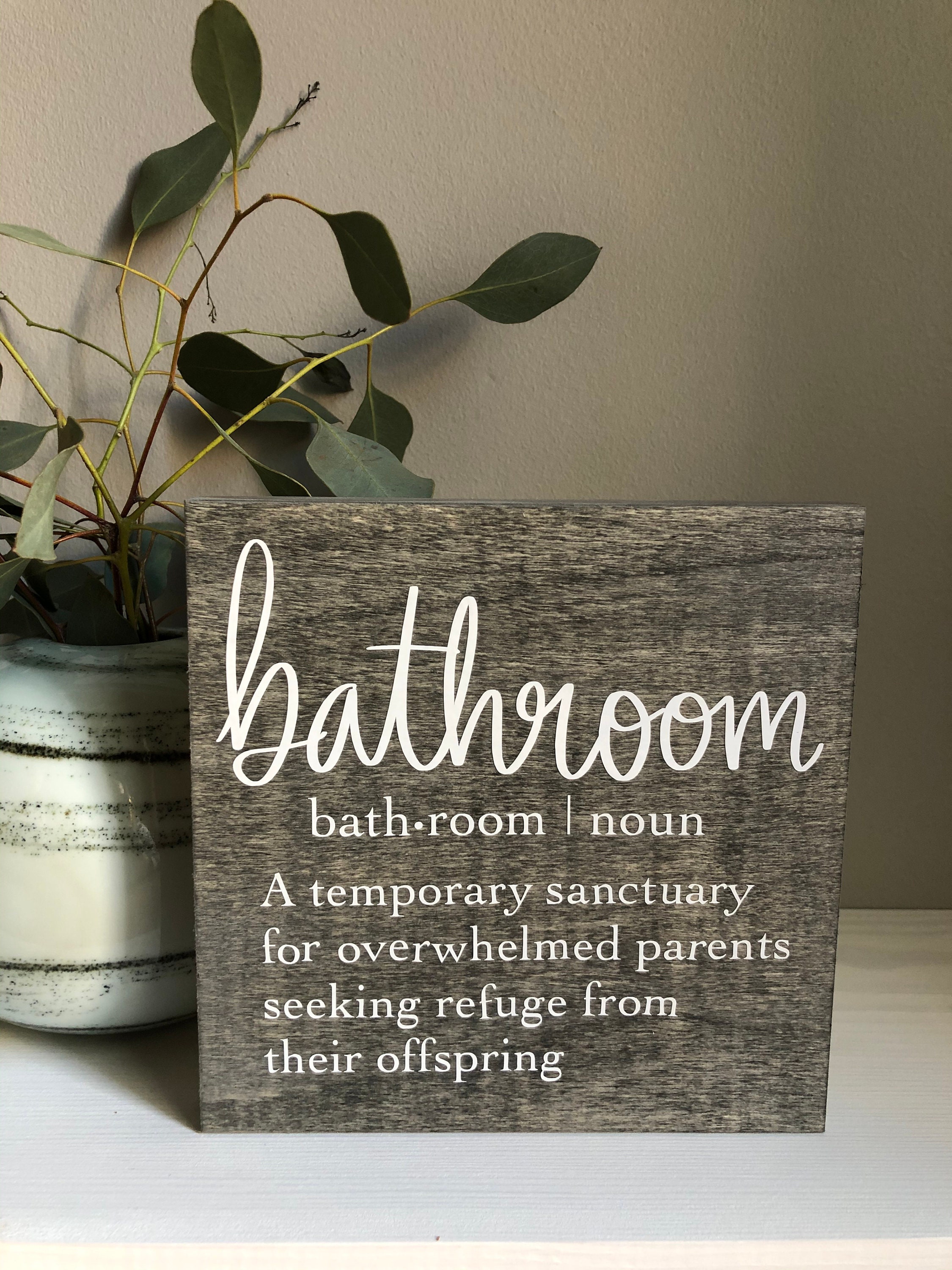 Bathroom Definition Sign, Farmhouse Sign, Rustic Sign, Wood Sign, Wall ...