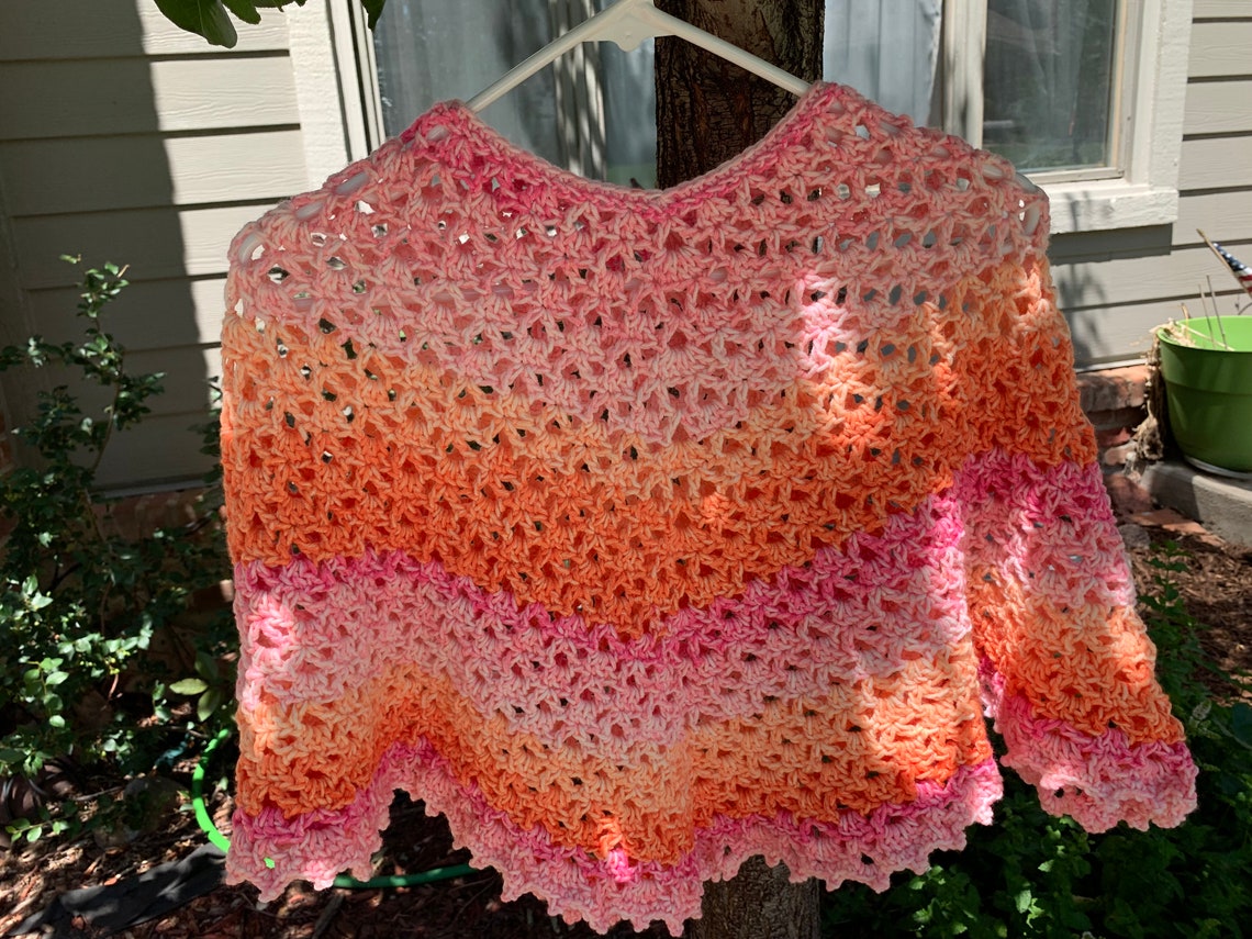 Crochet Girl's 4 Point Poncho - Etsy
