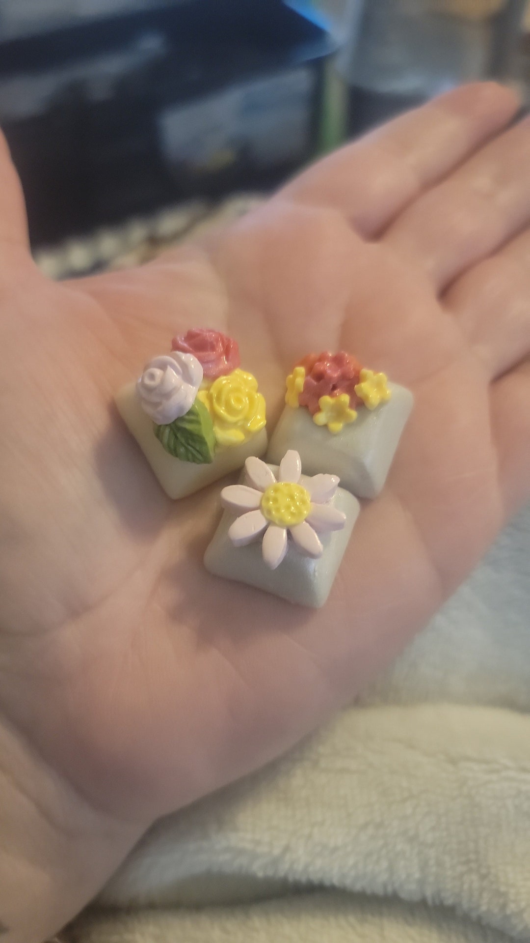 Flower_keycaps_mechanical Keyboard_polimerclay_handmade_3d - Etsy
