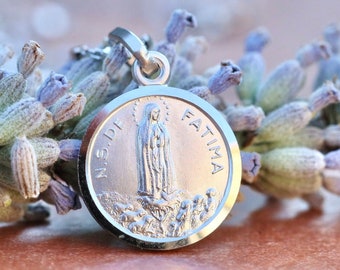 Our Lady of Fatima Pendant Necklace 18" Sterling Silver or 18k Gold ...