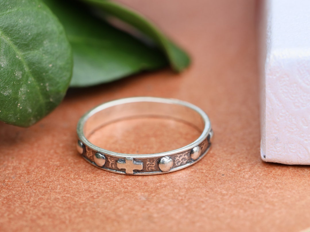 Rosary Ring, Sterling Silver Rosary, Ring With Cross, Catholic Rosary ...