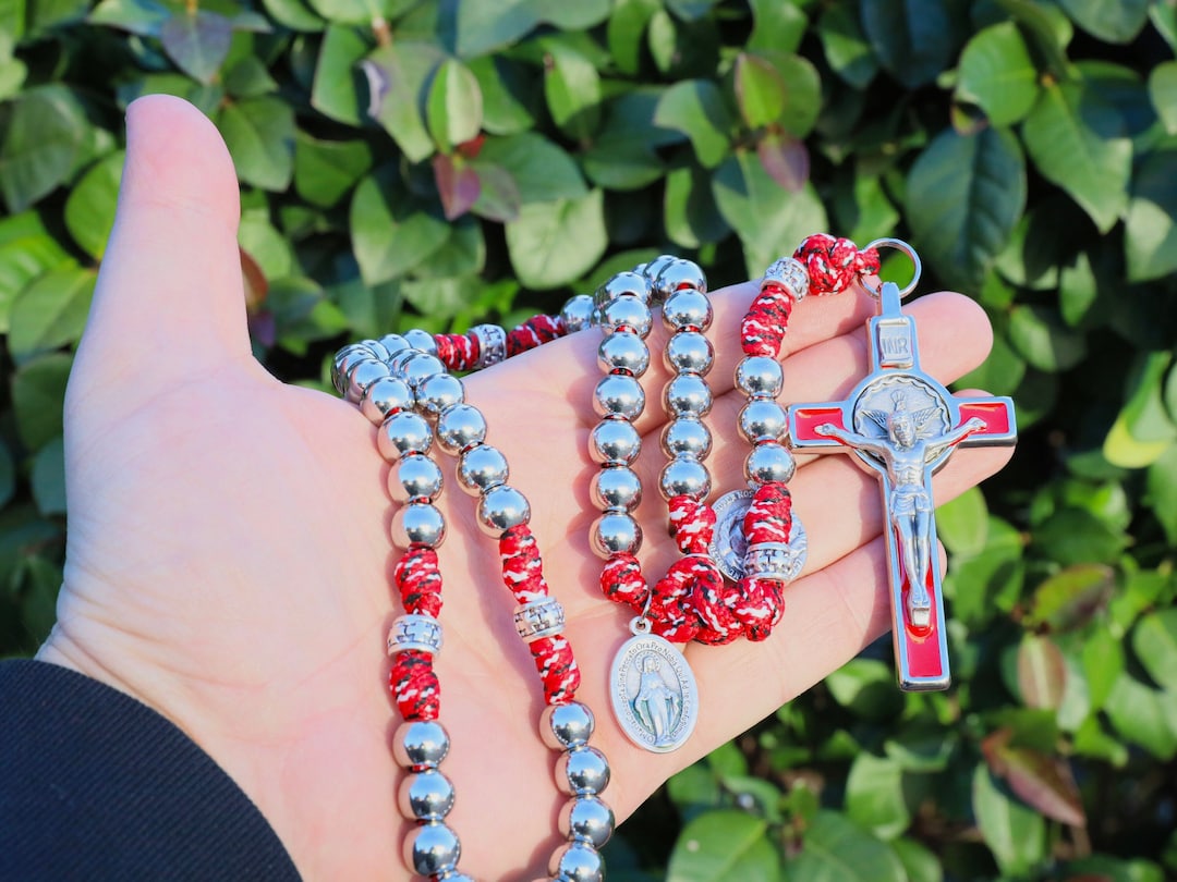 Solid Stainless Steel Rosary, Holy Spirit Crucifix Rosary, Parcord ...