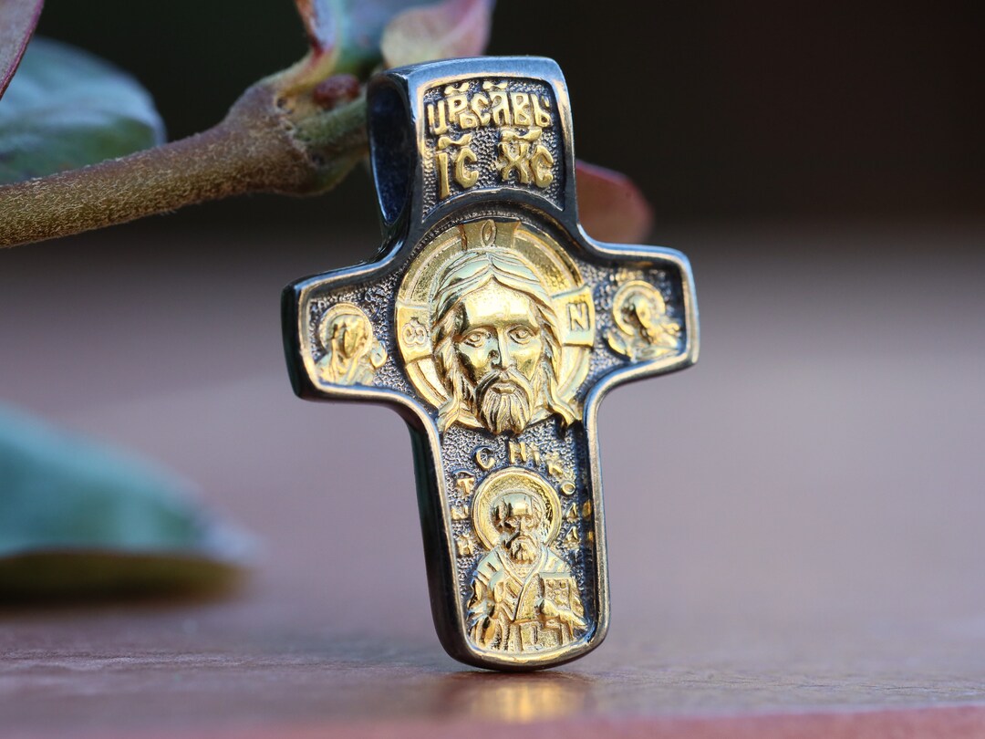 Most Holy Face Cross, Jesus Christ Face Cross,gold Sterling Silver 925 ...