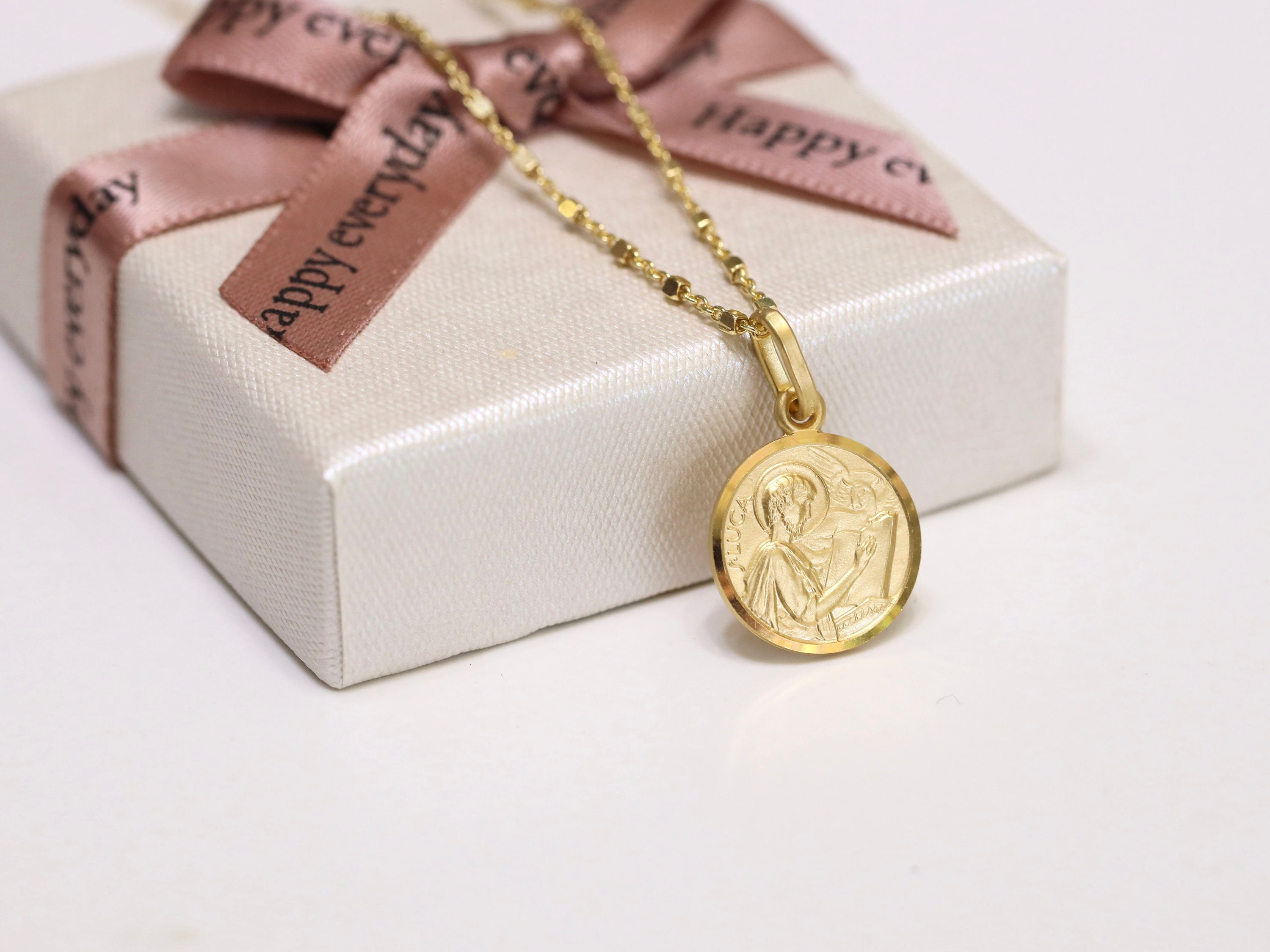 St Luca Sterling Silver Medal Pendant: Rhodium Plated Catholic Gift - Etsy