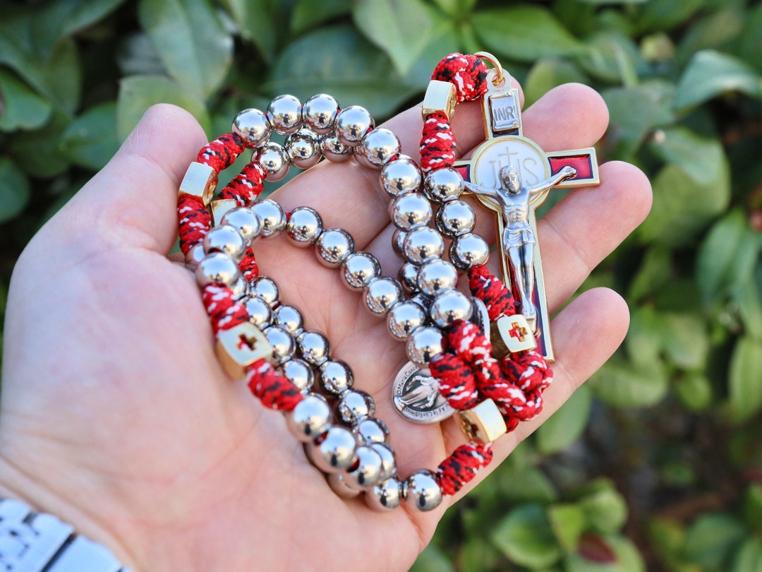 Large Parcord Rosary, Stainless Steel Rosary, Rosary for Man, 10 Mm ...