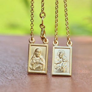 Scapular Medal, Sterling Silver Scapular Pendant, 18 K Gold Plated ...