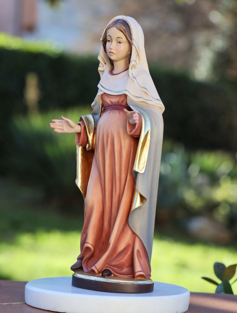 Pregnant Virgin Mary Wooden Statue Our Lady Handmade From | Etsy