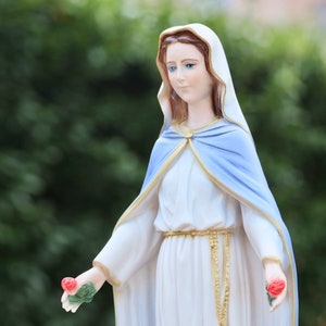 Our Lady of Roses Statue: 40cm Marble Powder Virgin Mary - Etsy