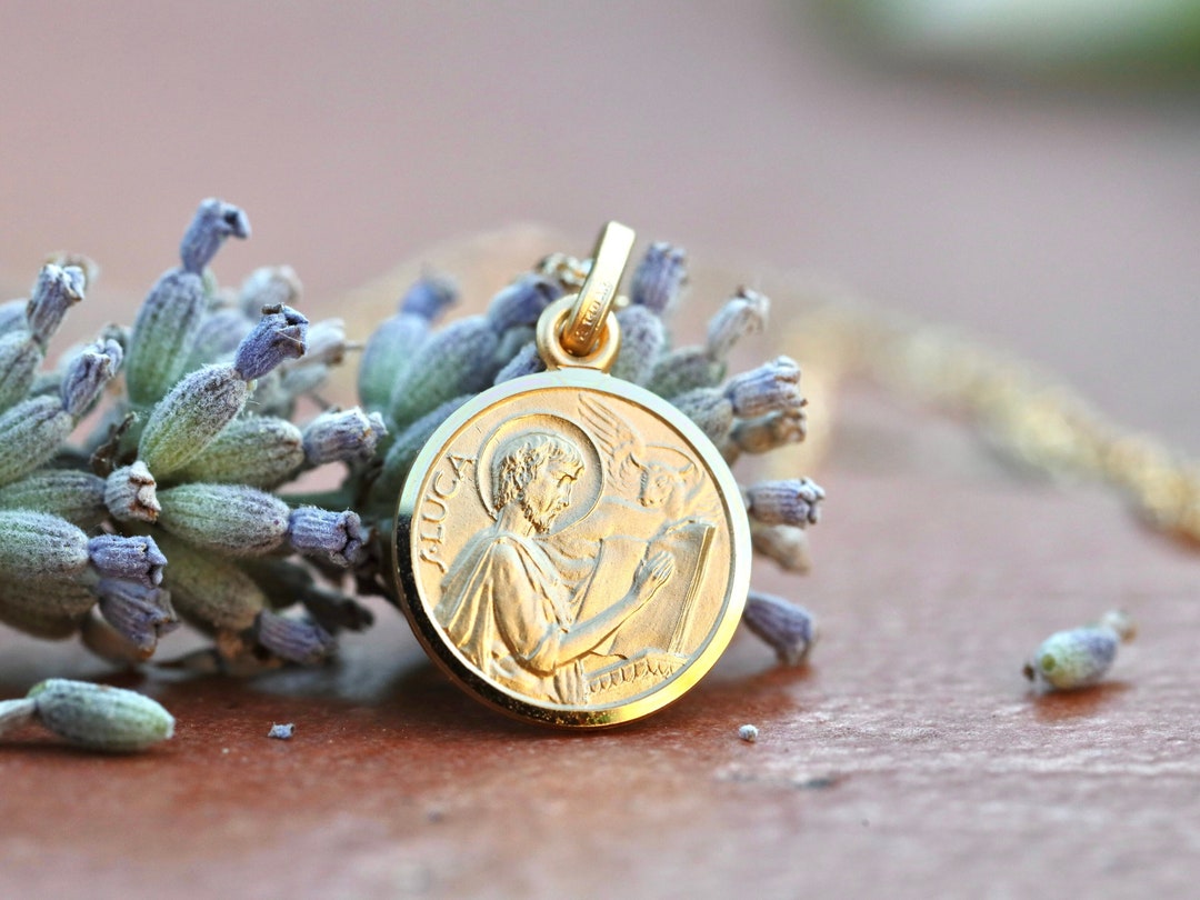 St Luca Sterling Silver Medal Pendant: Rhodium Plated Catholic Gift - Etsy