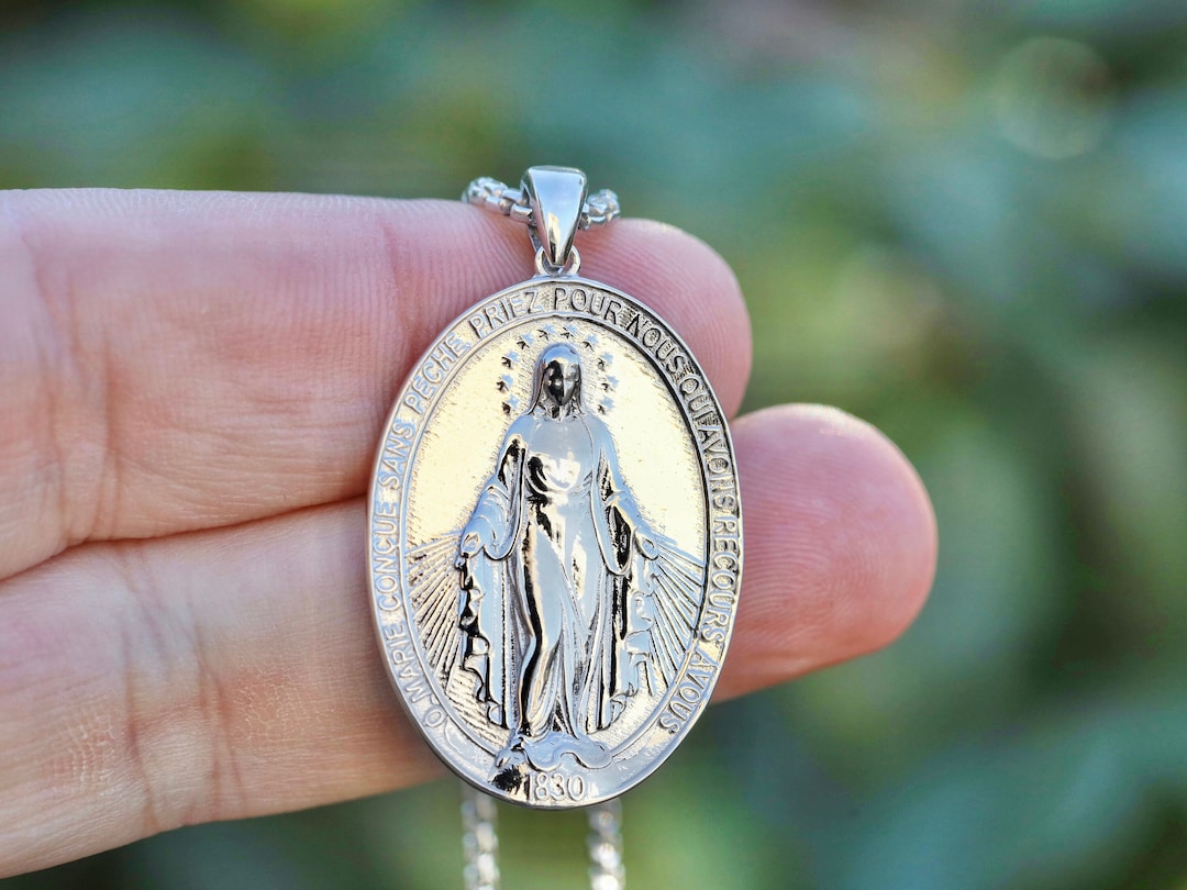 Large Sterling Silver Miraculous Medal - French Design - Etsy
