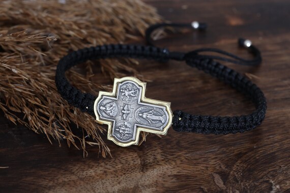 Four Way Cross Bracelet Sterling Silver Cross 4 Way | Etsy