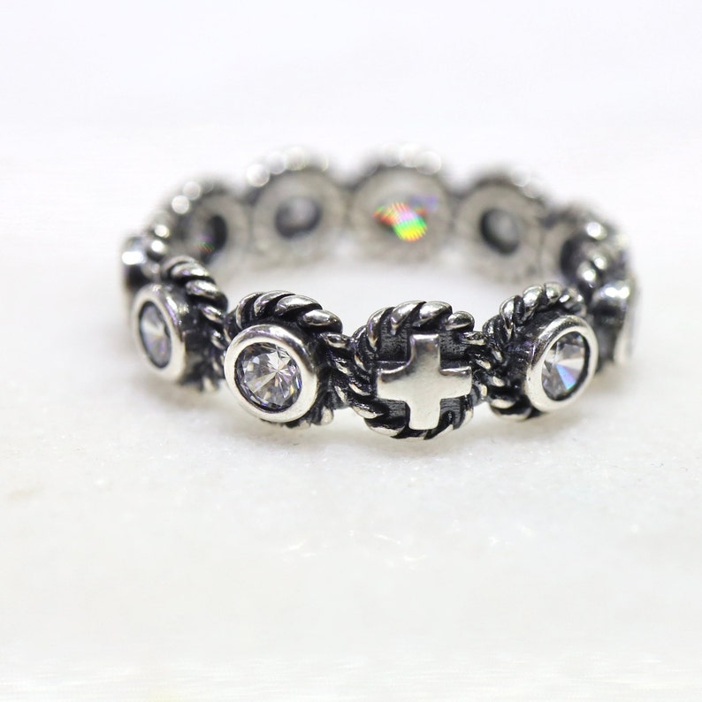 Sterling Silver Rosary Ring Rosary Ring With Zirconia - Etsy
