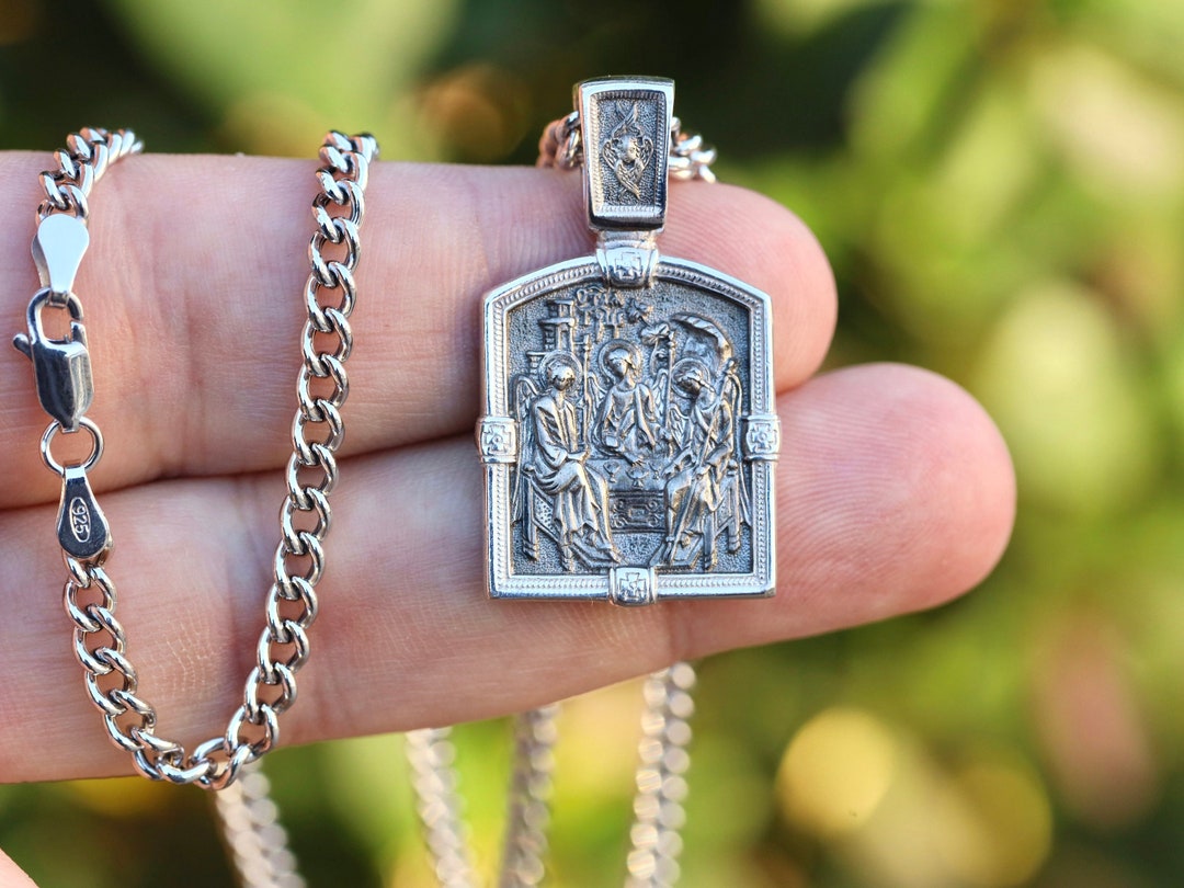Holy Trinity Medal, Byzantine Medal, Sterling Silver 925, Biblical Holy ...