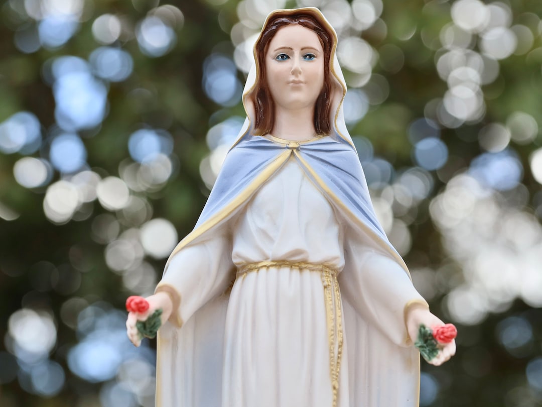 Our Lady of Roses Statue: 40cm Marble Powder Virgin Mary - Etsy