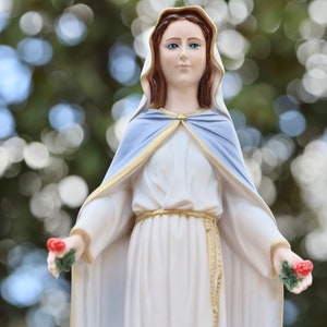 Our Lady of Roses Statue: 40cm Marble Powder Virgin Mary - Etsy