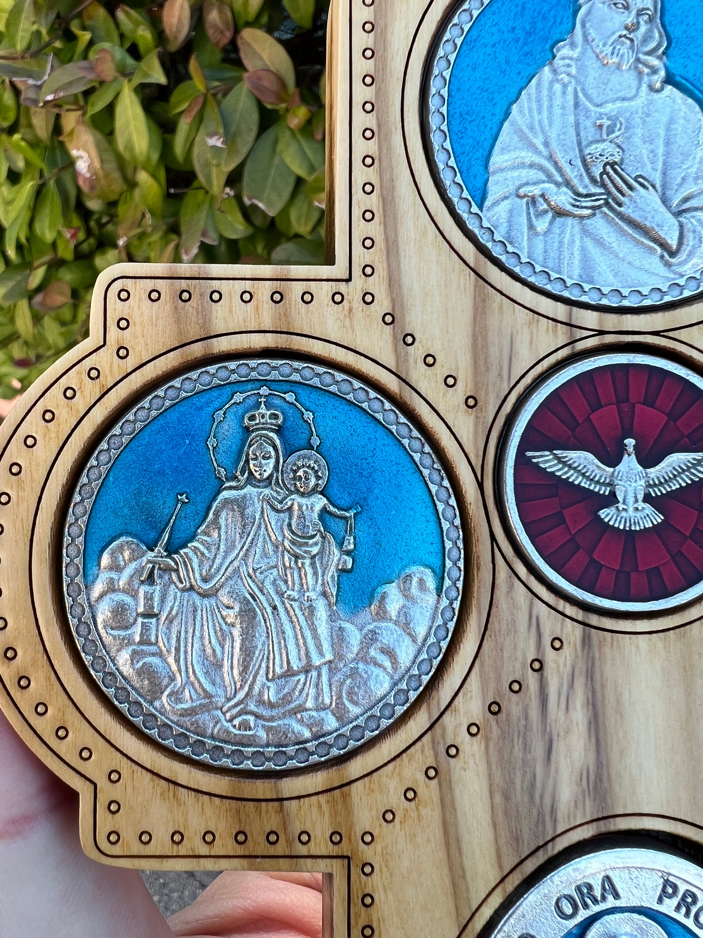 Four Way Table Cross With Stand 4 Way Olive Wood Cross Home | Etsy