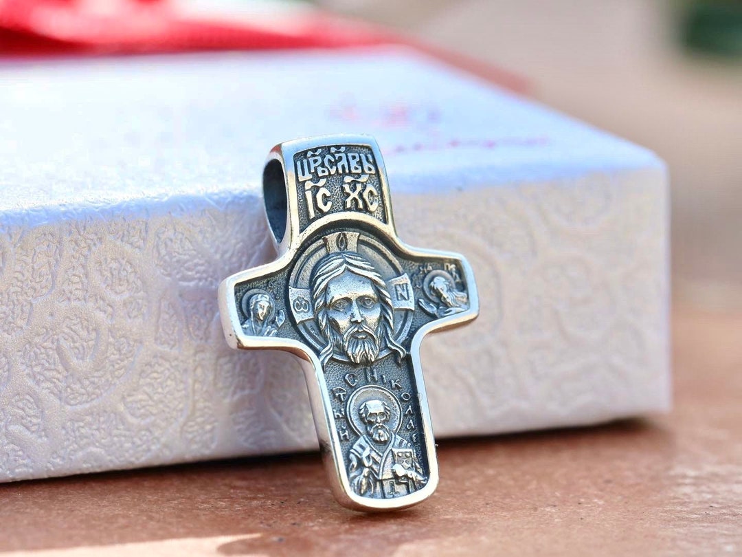 Most Holy Face Cross, Sterling Silver Cross for Man,byzantine Cross ...