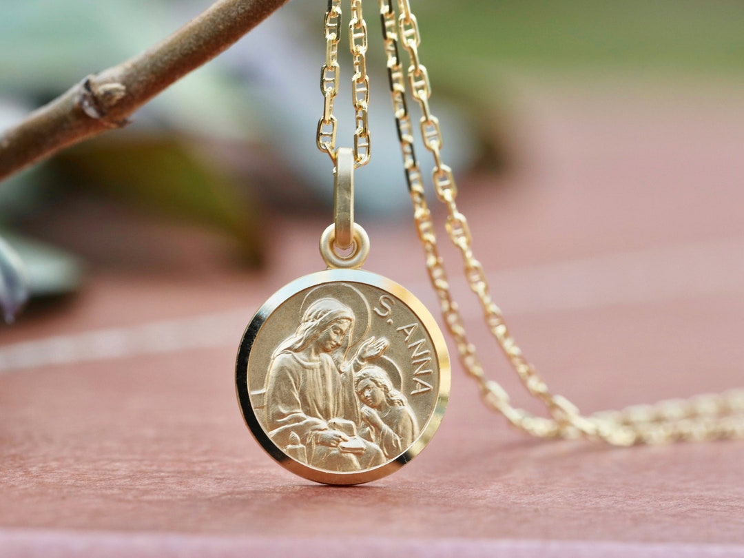 Gold Plated St Anna Medal: Sterling Silver Catholic Pendant - Etsy