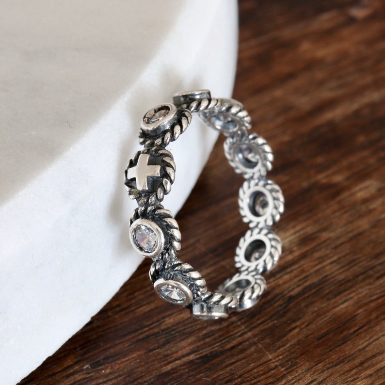 Sterling Silver Rosary Ring Rosary Ring With Zirconia - Etsy