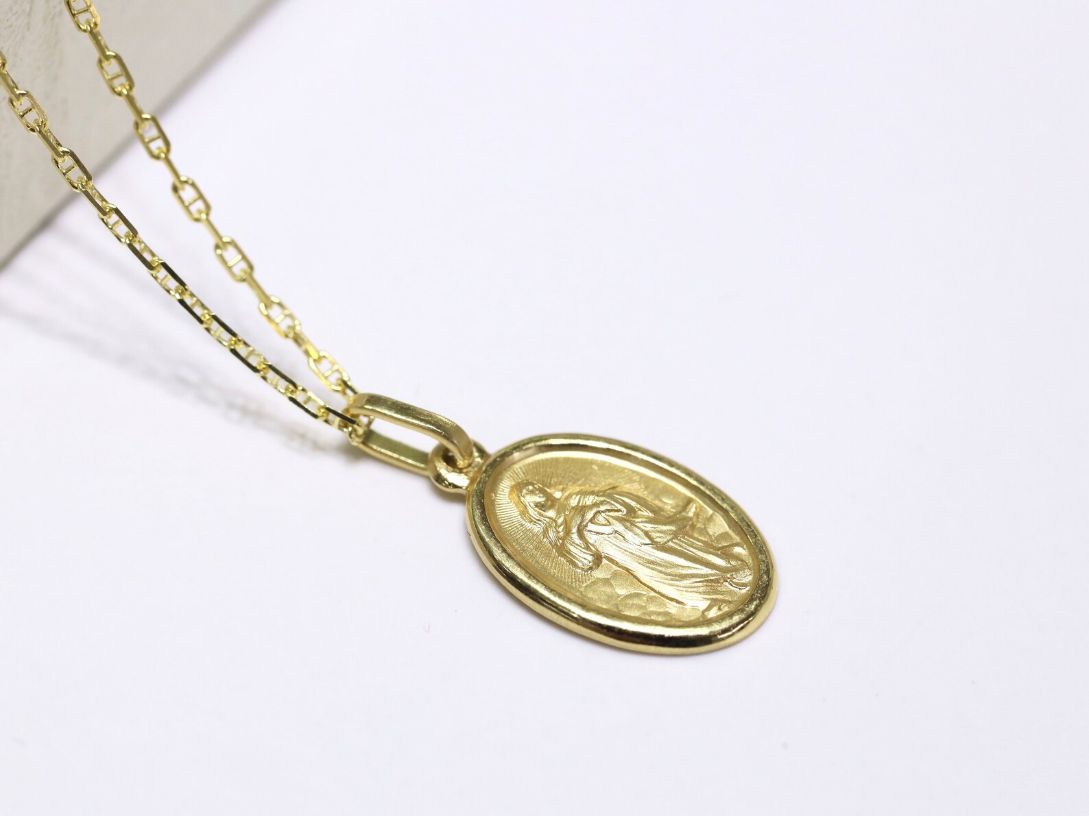 Gold Plated Sterling Silver Immaculate Conception Pendant - Virgin Mary ...