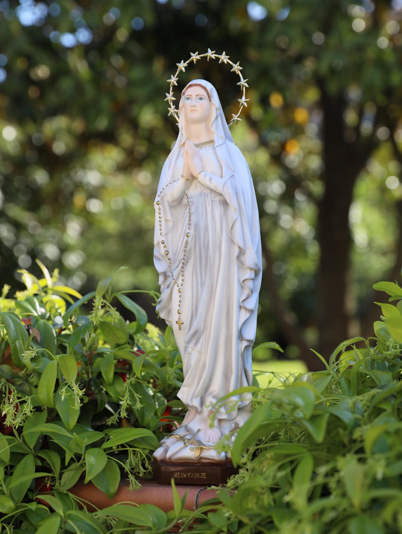 Our Lady of Lourdes Statue: 40cm Hand-painted Garden Virgin Mary ...