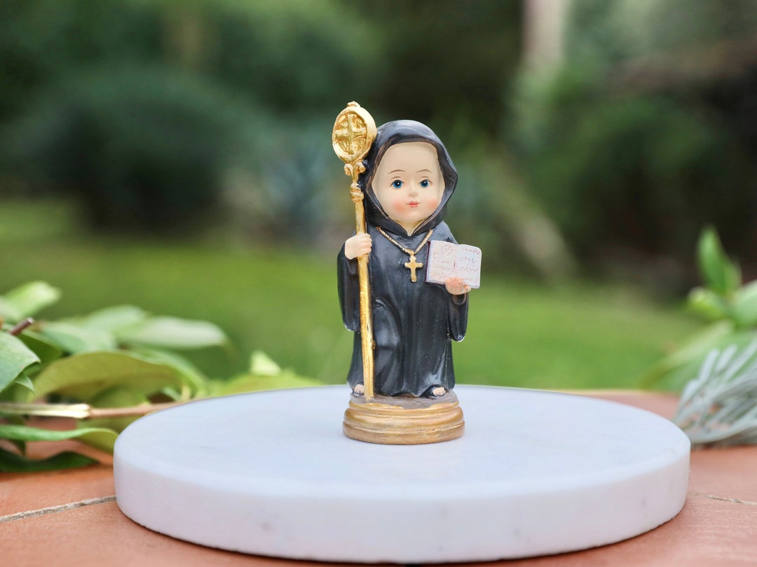 Miniature Statue of St. Benedict -9 Cm Resin Figurine for Kids' Baby ...