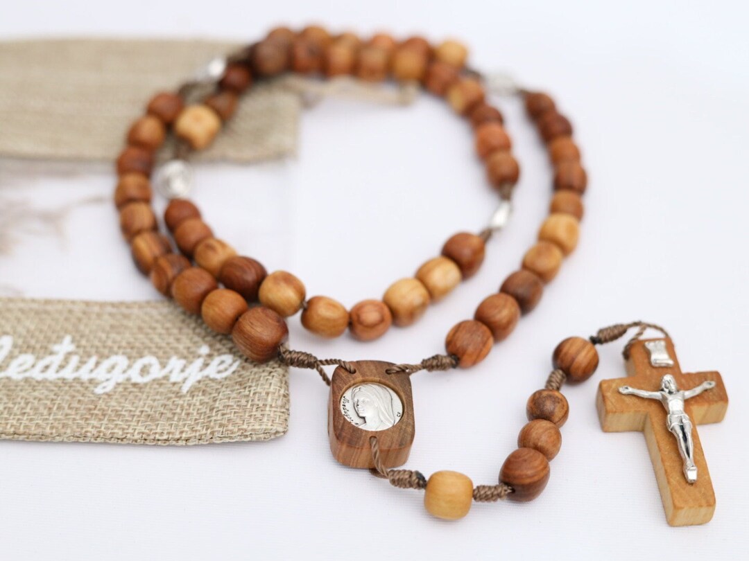 Handmade Olive Wood Rosary With Medjugorje & Divine Mercy Medals - Etsy