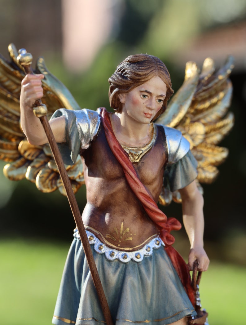 Saint Michael Statue Wooden Statue of St Michael Archangel - Etsy