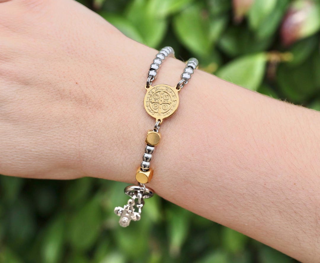 Two-tone Rosalet Bracelet : Gold-plated Stainless Steel, Four-way Cross ...