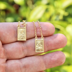 Scapular Medal, Sterling Silver Scapular Pendant, 18 K Gold Plated ...