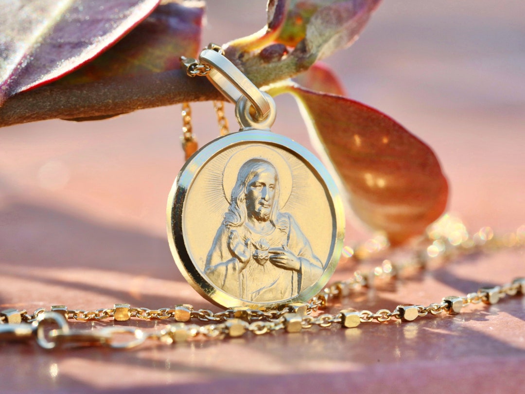 Scapular Medal,18k Gold Plated Sterling Silver Scapular Medal, Round ...