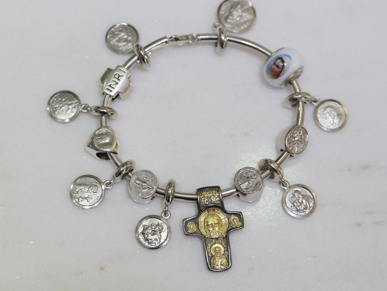 Sterling Silver Virgin Mary/jesus Pandora Compatible Charm - Etsy