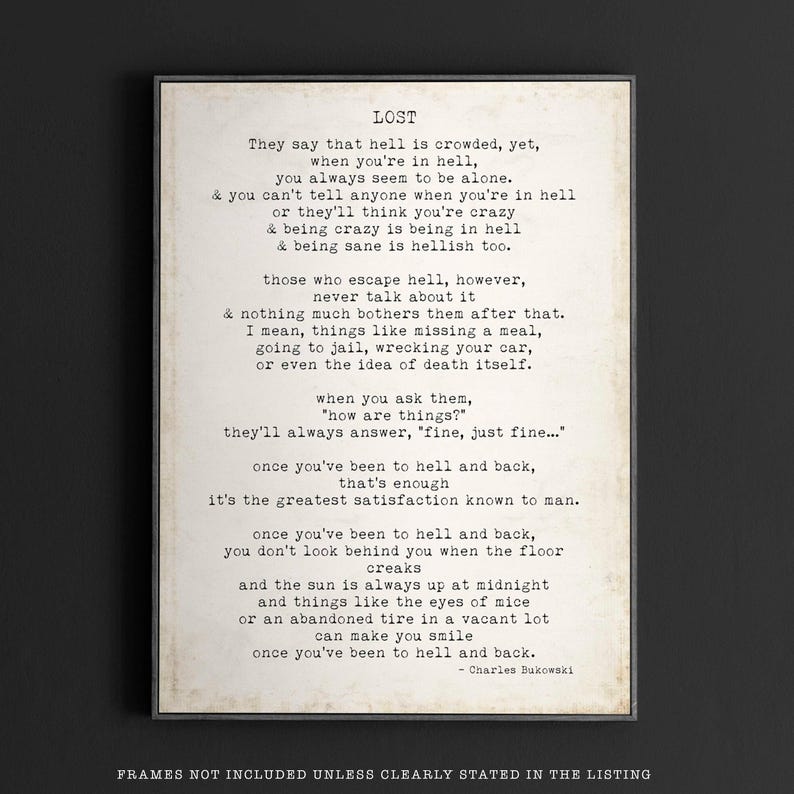 Charles Bukowski “lost” Poem Print | Typewriter Style Literary Quote ...